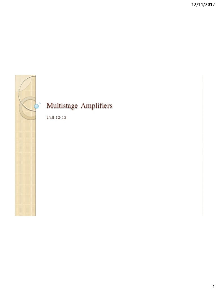 Multistage Amplifiers | PDF | Amplifier | Electricity
