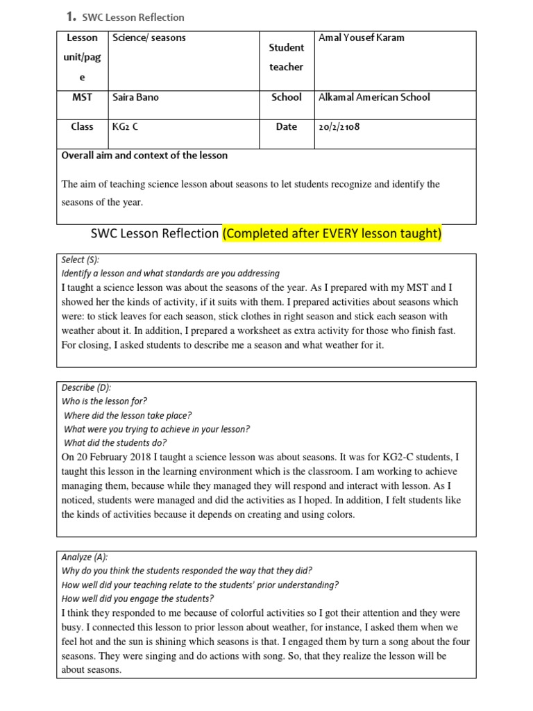 Reflection - Seasons | PDF | Change | Communication