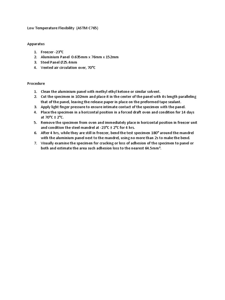Low Temperature Flexibility Astm c765 | PDF | Technology & Engineering
