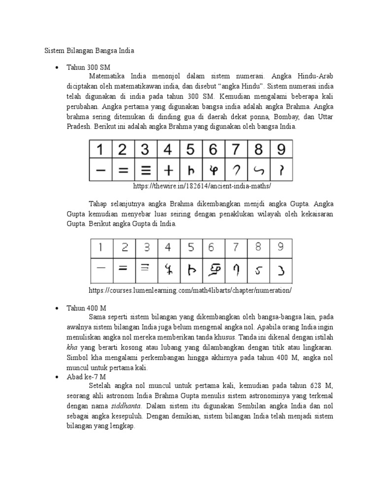 Sistem Bilangan Bangsa India | PDF
