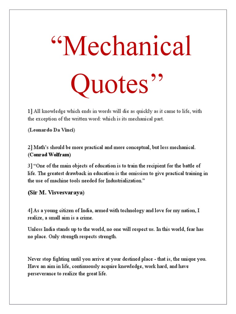 Mechanical Quotes | PDF
