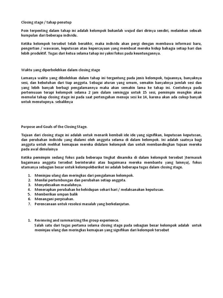 Closing Stage | PDF | Self-Improvement | Lifestyle