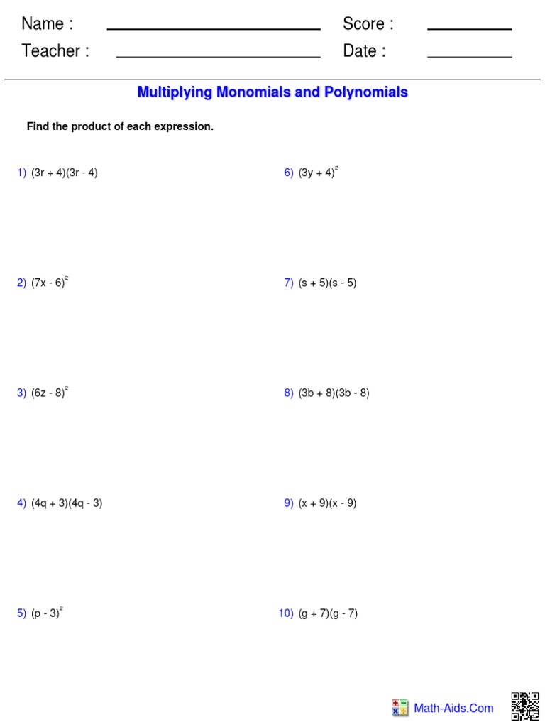 Multiplying Special Binomials 1 PDF | PDF | Games & Activities ...