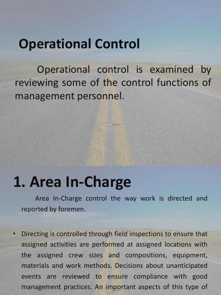 Operational Control: Operational Control Is Examined by Reviewing Some ...