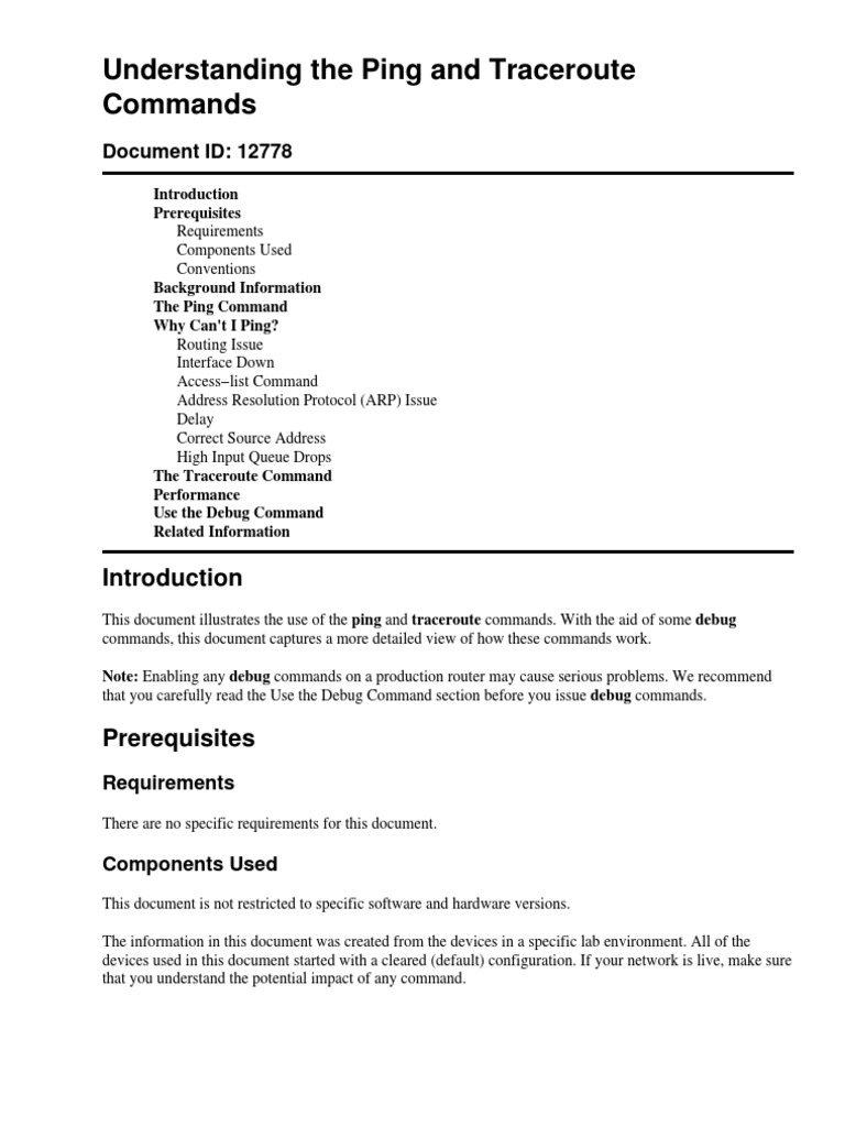 Understanding The Ping and Traceroute Commands: Document ID: 12778 ...