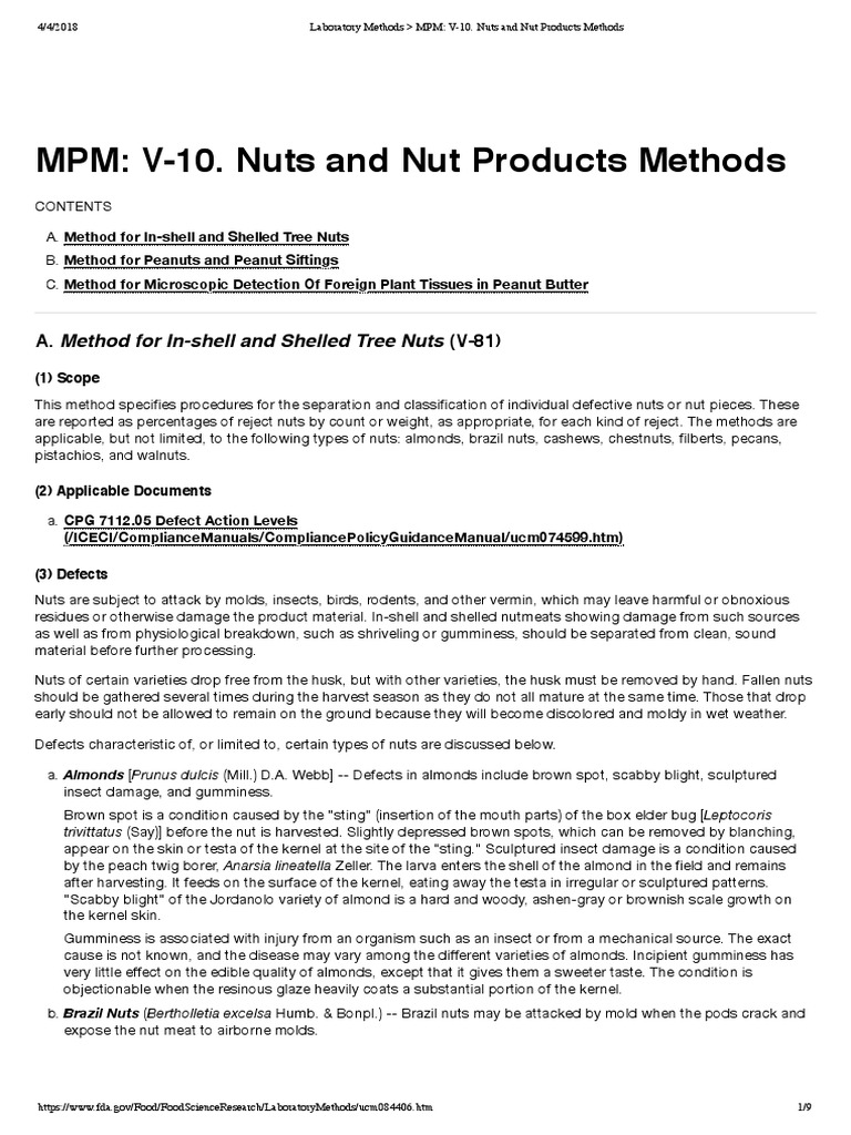 Laboratory Methods MPM - V-10. Nuts and Nut Products Methods | PDF ...