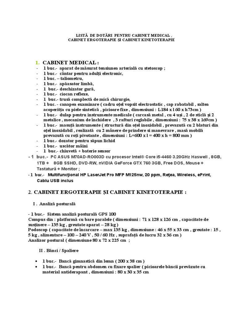 Lista Dotari Cabinete - Copie | PDF