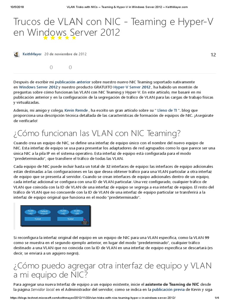 VLAN Tricks With NICs - Teaming & Hyper-V | PDF | Network Interface Controller | Virtualization