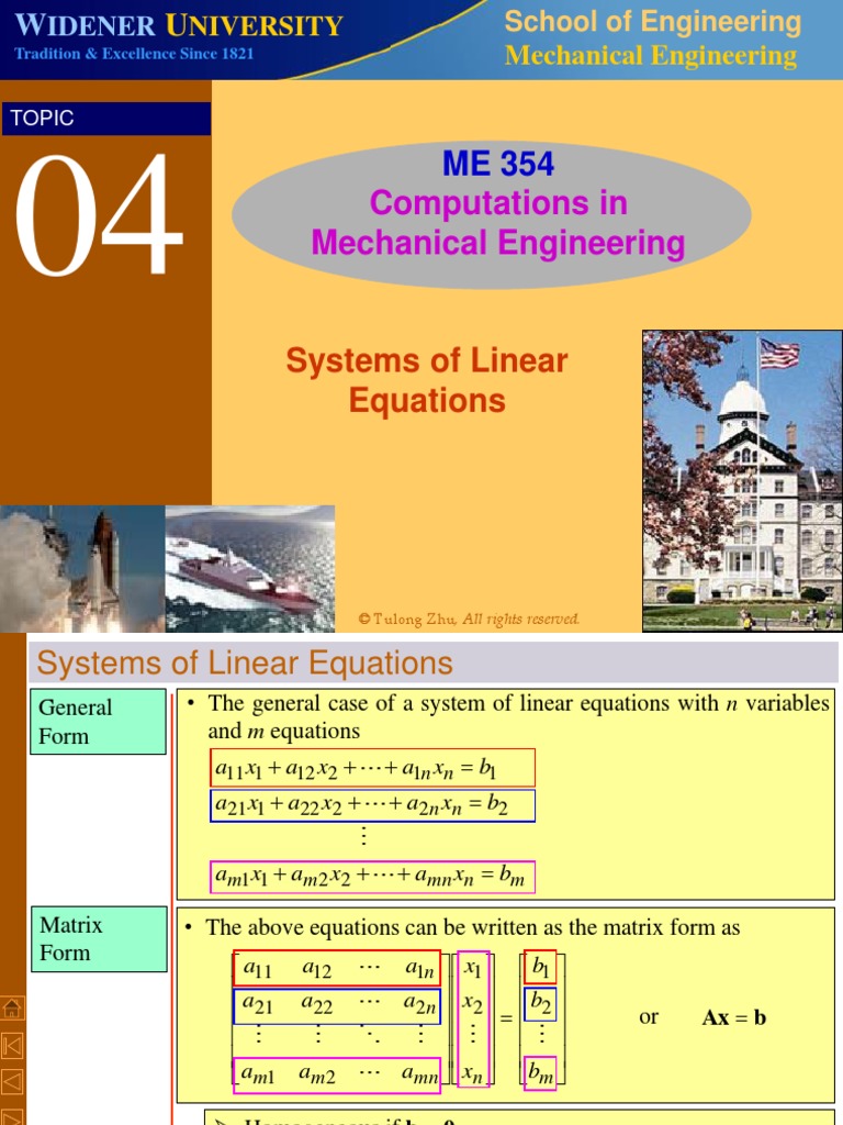Computations in Mechanical Engineering: Systems of Linear Equations ...