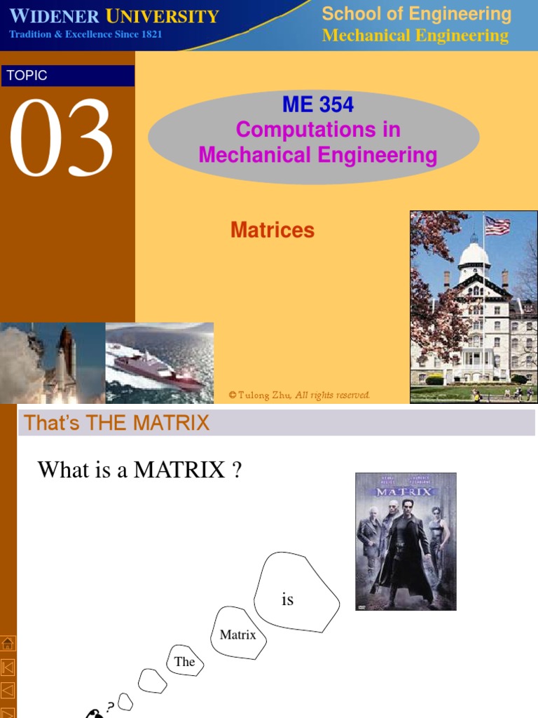 Computations in Mechanical Engineering: Matrices | PDF | Matrix ...