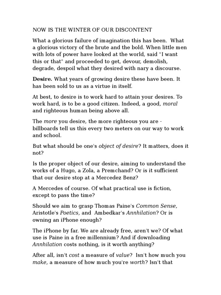 Now Is The Winter of Our Discontent | PDF | Utilitarianism