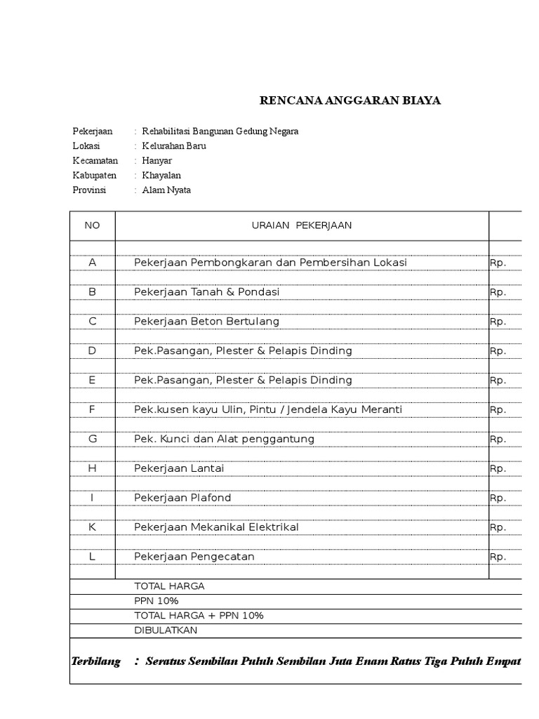 Engineer Estimate RAB Bangunan | PDF