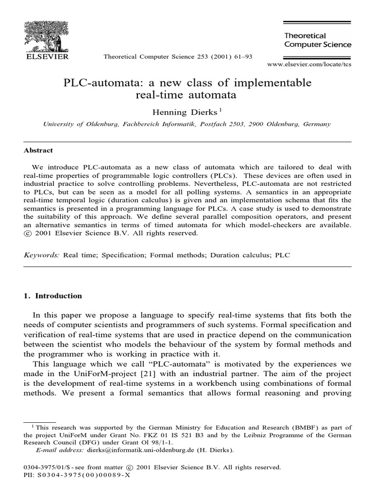 PLC Automata A New Class of Implementable Reatime Automata | PDF ...