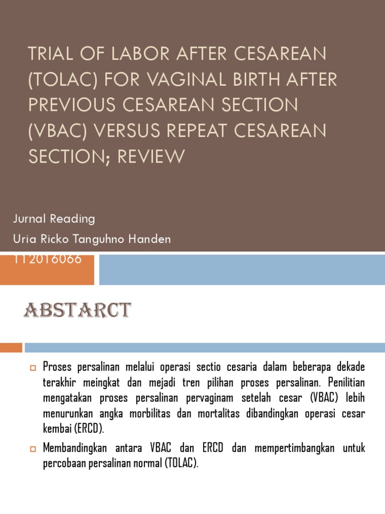 Trial of Labor After Cesarean (TOLAC) | PDF