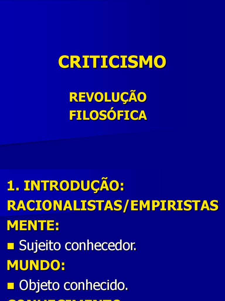 Revolução Kantiana e Criticismo Filosófico | PDF | Filosofia