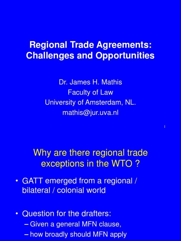 Regional Trade Agreements: Challenges and Opportunities | PDF | Trade ...