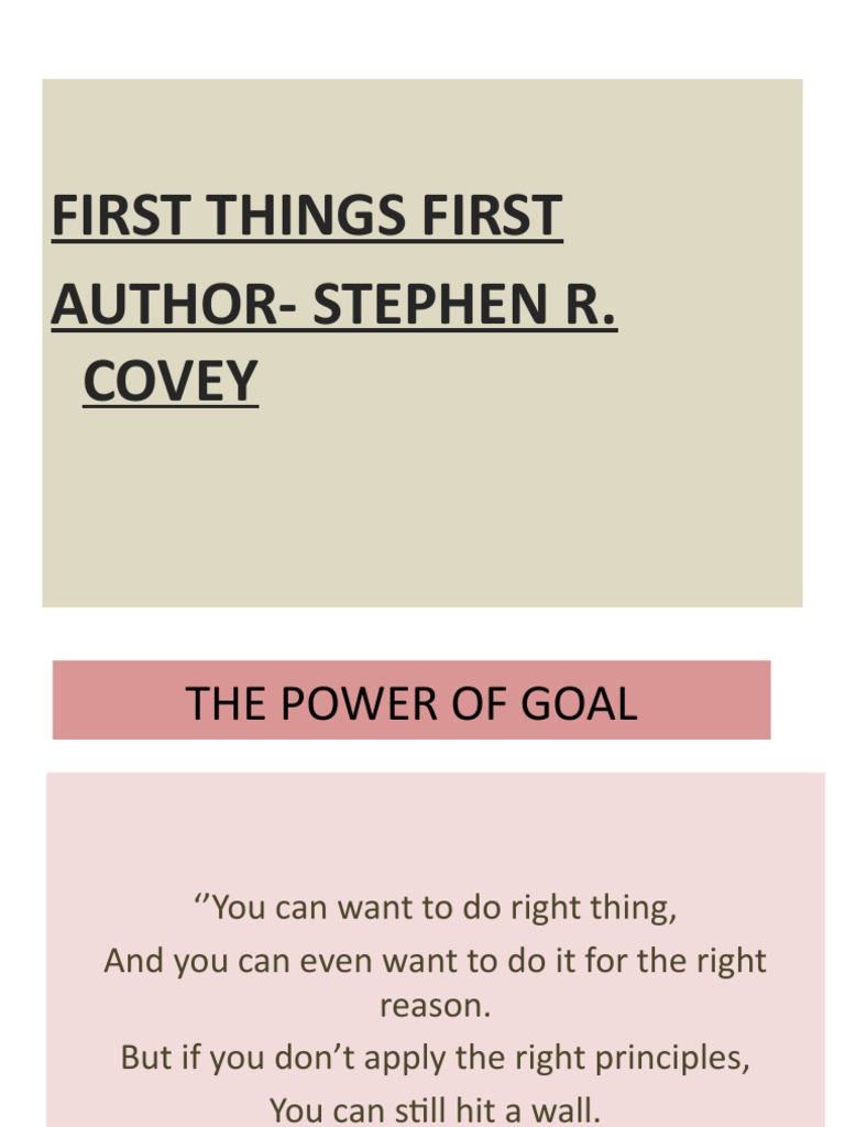 First Things First | PDF