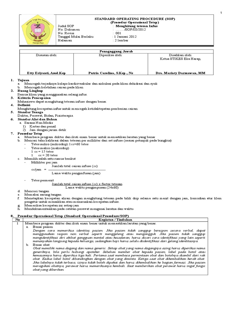 SOP Tetesan Infus | PDF