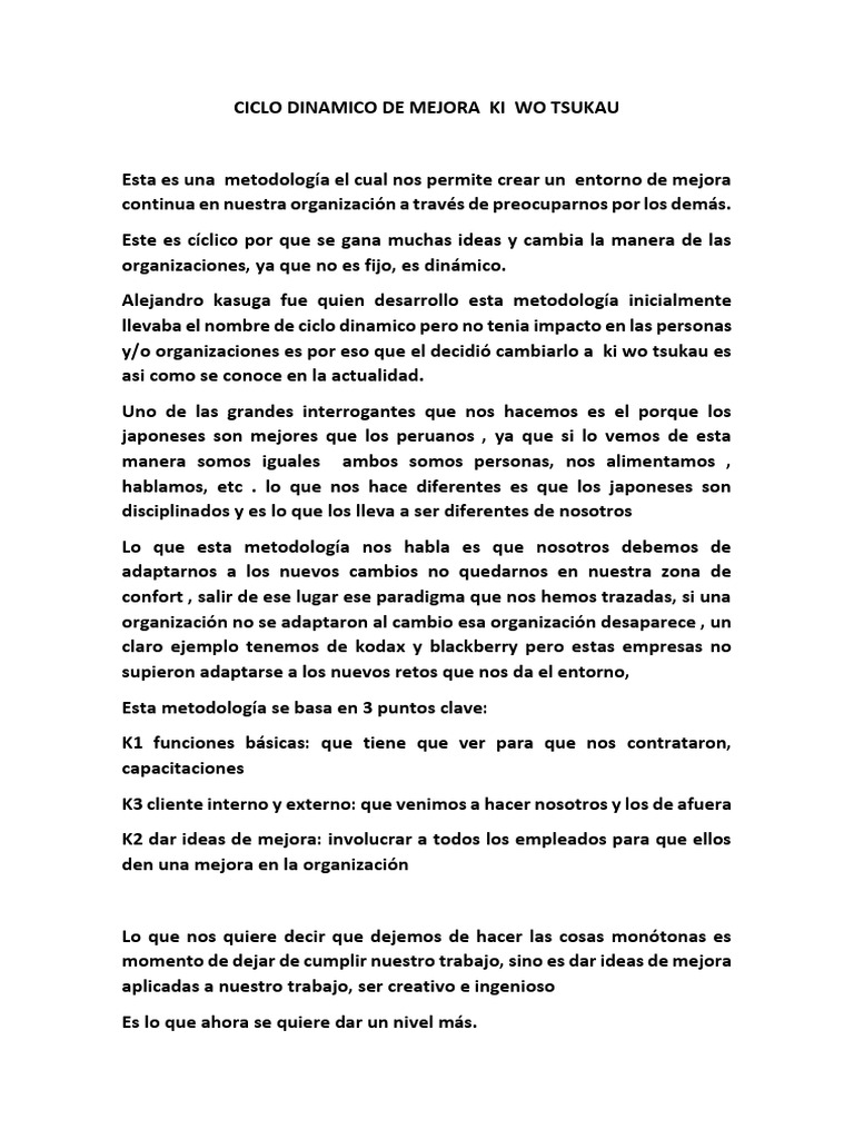 Ciclo Dinamico de Mejora Ki Wo Tsukau | PDF | Relaciones personales ...