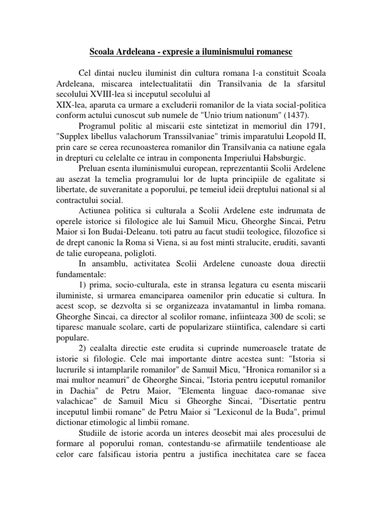 Iluminismul Școlii Ardelene | PDF
