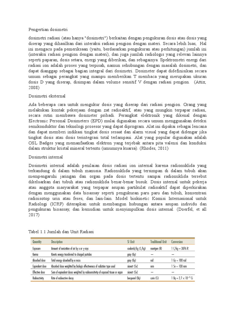 Pengertian Dosimetri | PDF