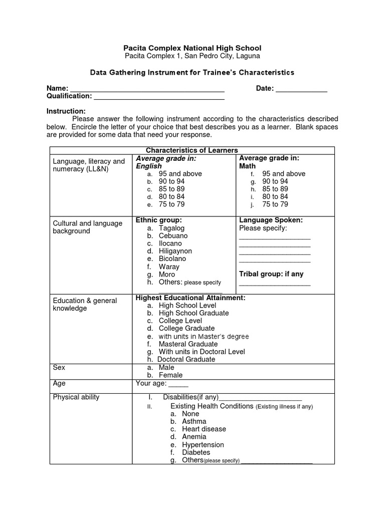 Pacita Complex National High School: Average Grade In: English | PDF ...