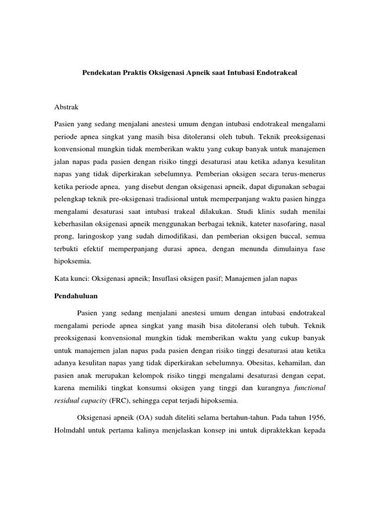 Apneic Oxygenation | PDF