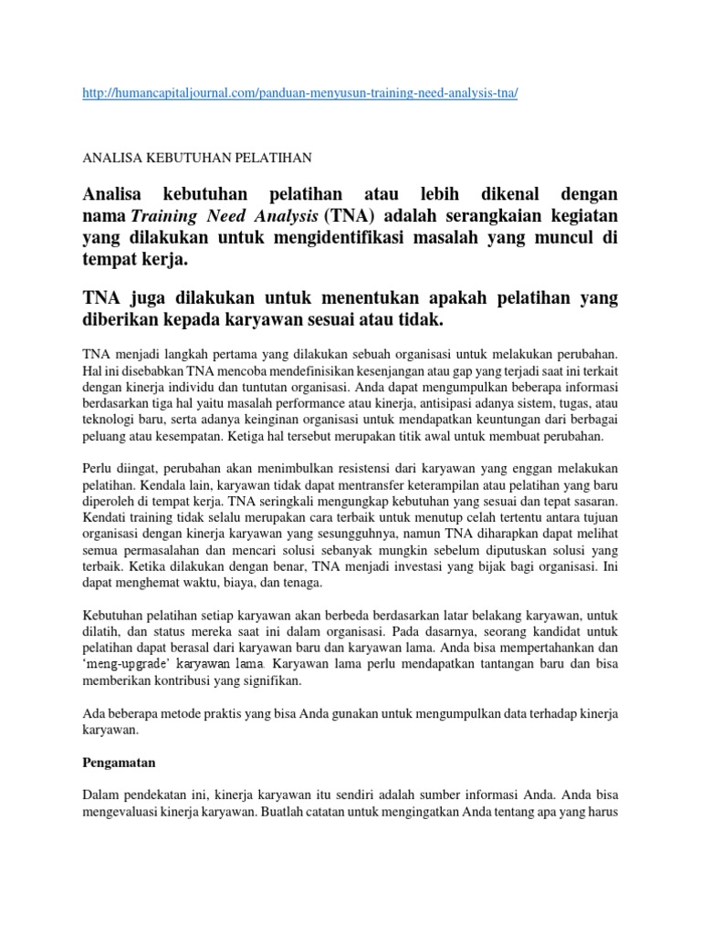 Tahapan Dan Contoh Form TNA | PDF