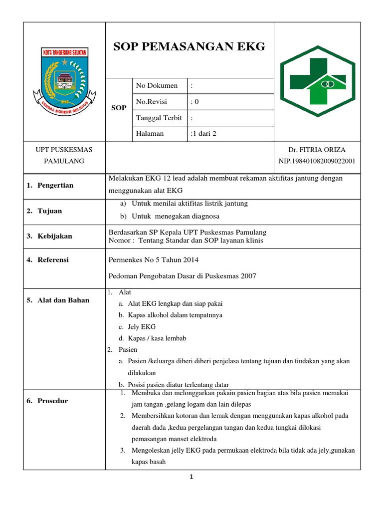 SOP Pemasangan EKG | PDF