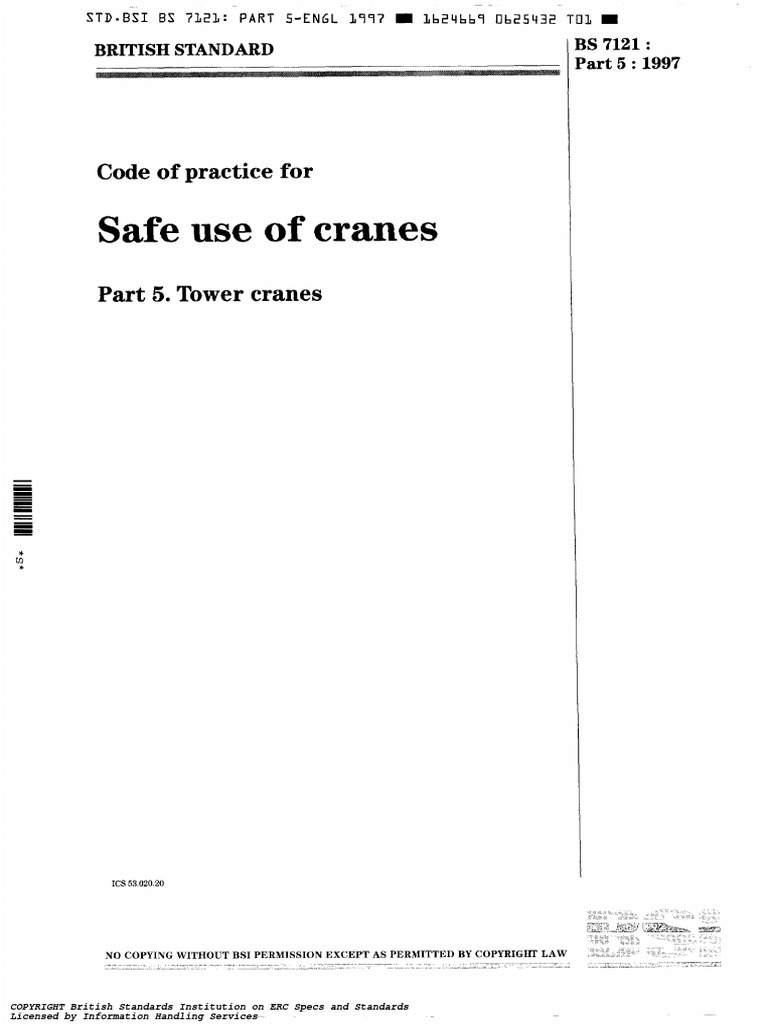BS 7121 Part 5 (97) Tower Crane | PDF | Crane (Machine) | Business