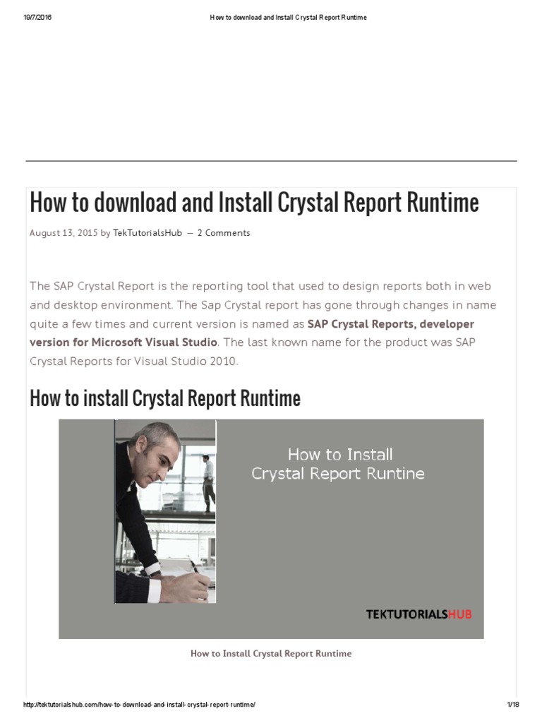 Install Crystal Report Runtime Guide | PDF | Microsoft Visual Studio ...