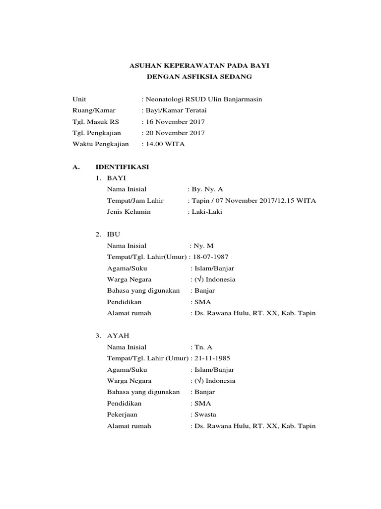 Askep Bayi Asfiksia Neonatorum Ansal | PDF