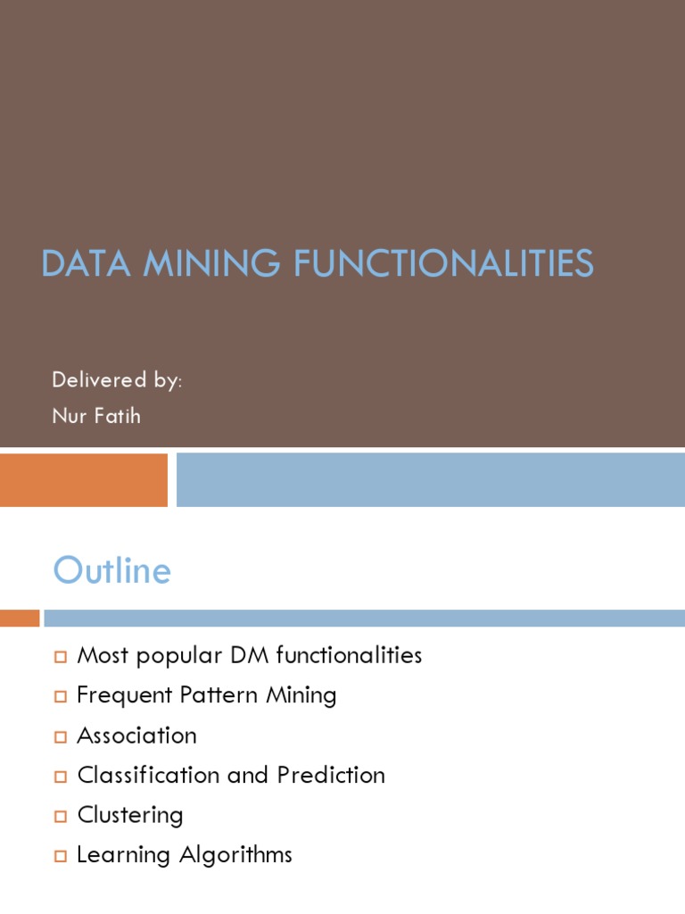 W05.data Mining Functionalities | PDF | Cluster Analysis | Statistical Classification