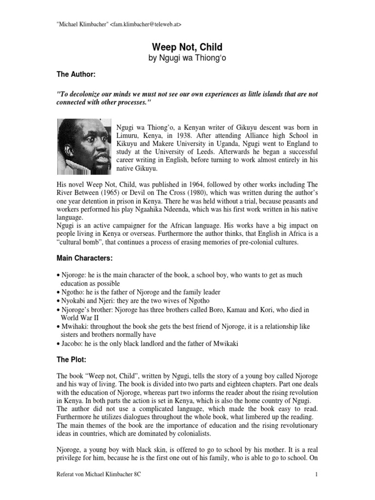 Weep Not, Child: Themes and Characters | PDF | General Fiction