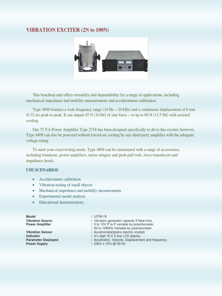 Vibration Exciter (2N To 100N) : Use Scenarios | PDF