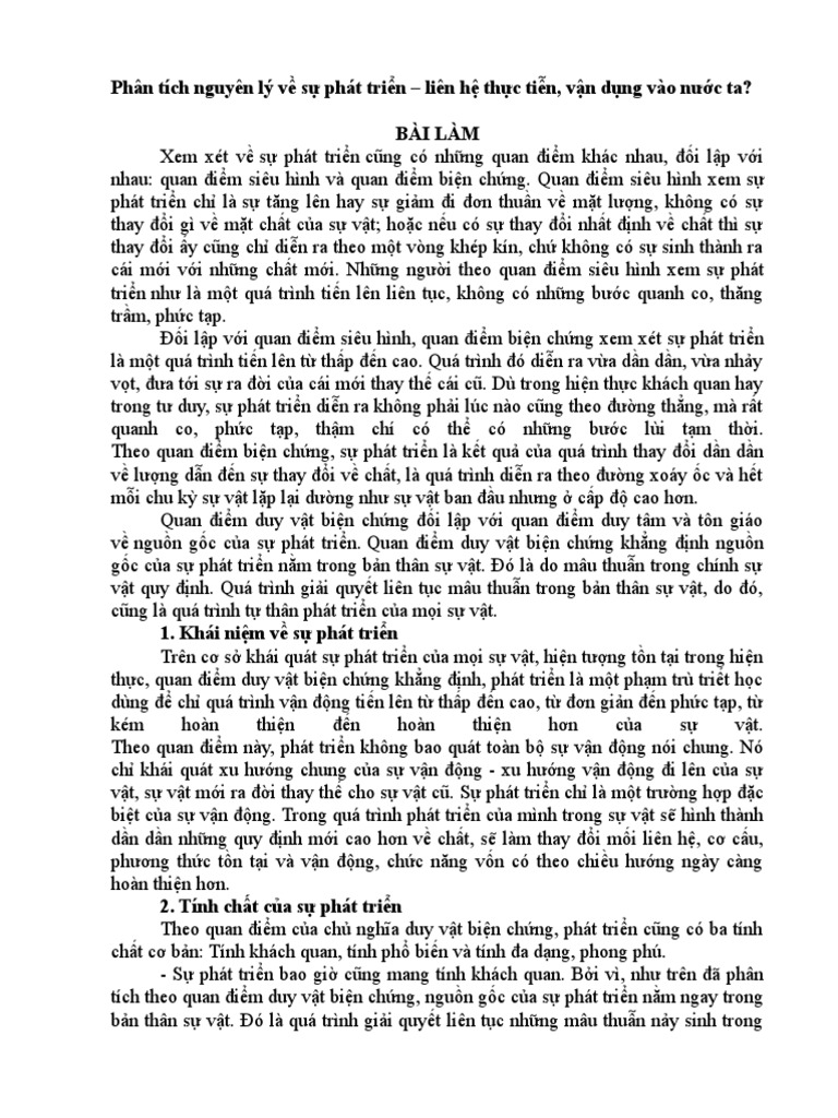(123doc) Phan Tich Nguyen Ly Ve Su Phat Trien Lien He Thuc Tien Van Dung Vao Nuoc Ta | PDF