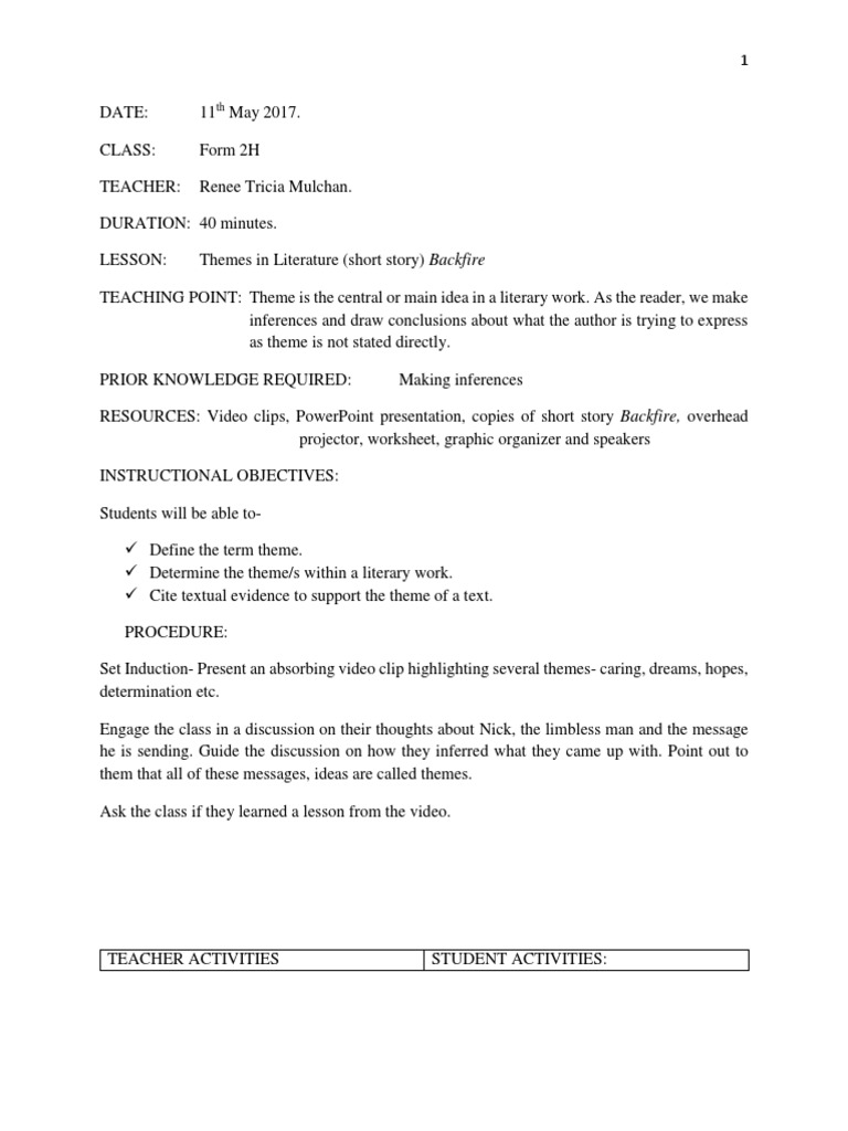 Theme Lesson Plan | PDF | Lesson Plan | Teachers