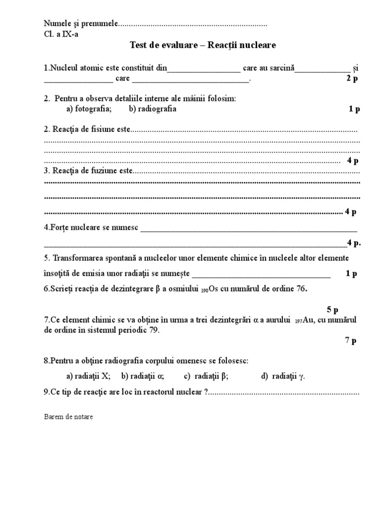 Reactii Nucleare | PDF