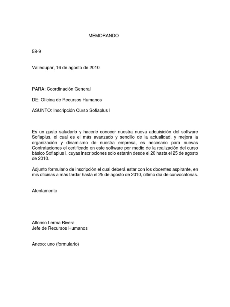 Memorando Ejemplos Diferentese Estilos | PDF