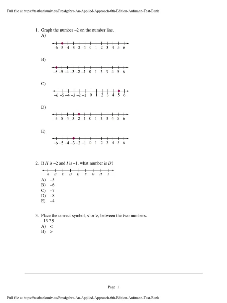 Prealgebra An Applied Approach 6th Edition Aufmann Test Bank | PDF ...