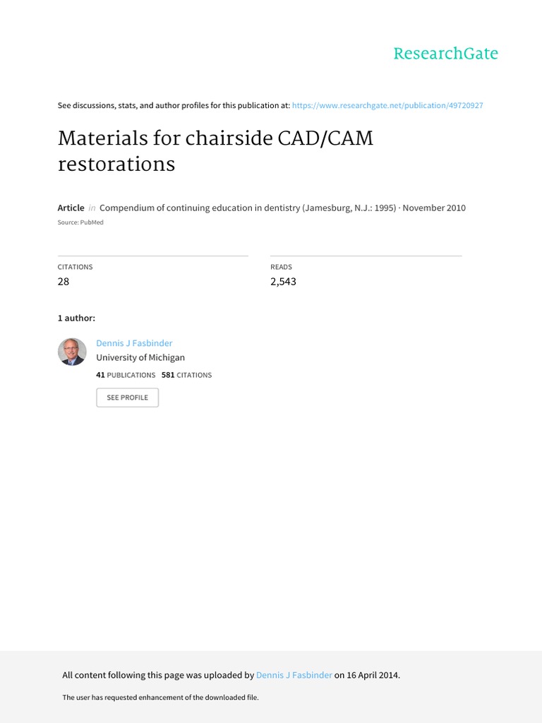 Fas Binder Materials Dec 2010 | PDF | Dental Composite | Materials