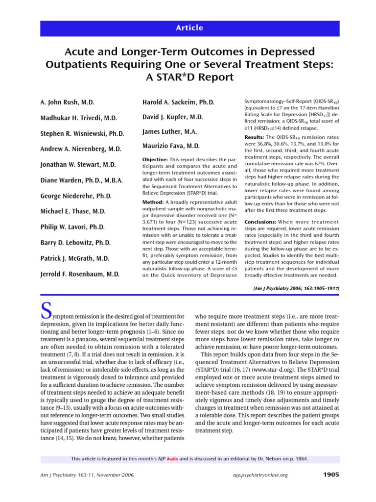 Artigo STAR - D PDF | PDF | Major Depressive Disorder | Psychiatry