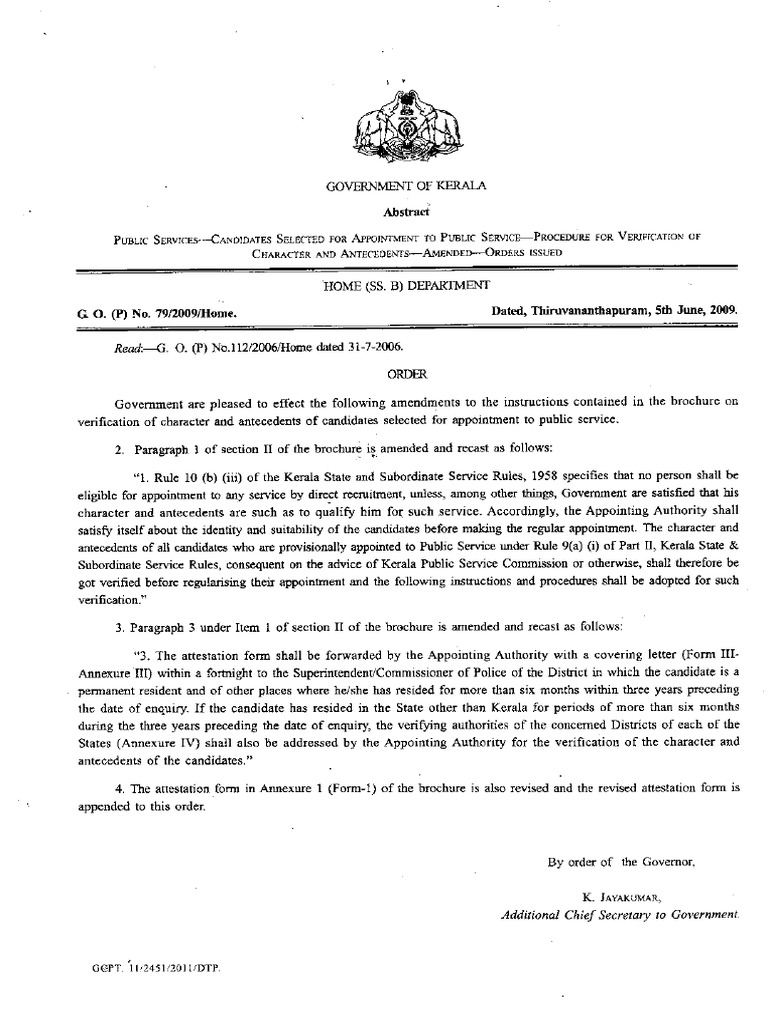 Service Form - Police Verification Proforma | PDF