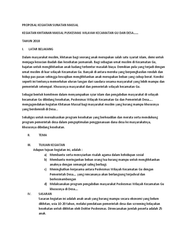 Proposal Kegiatan Sunatan Massal | PDF