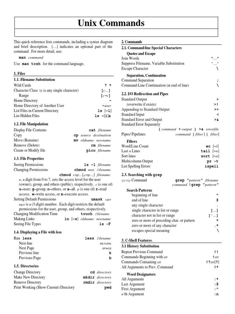 Unix Commands: Return Space | PDF | Command Line Interface | Computer File