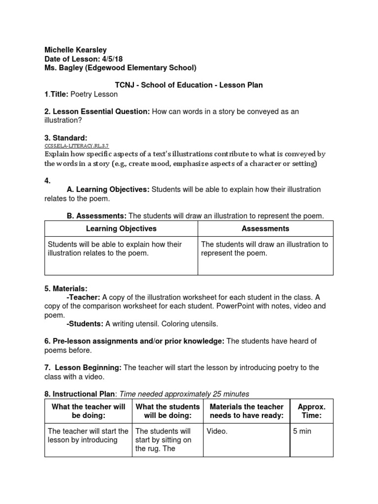 Poetry Lesson | PDF | Lesson Plan | Teachers
