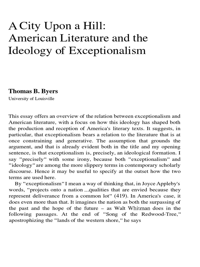 A City Upon A Hill | PDF | Ideologies | Louis Althusser