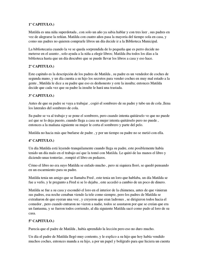 Resumen Matilda | PDF | Nature | Nature