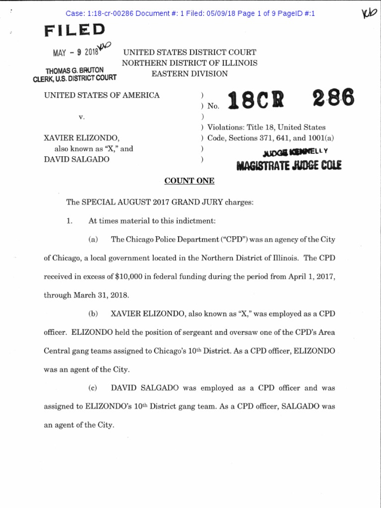 Federal Indictment Against Chicago Police Officers Xavier Elizondo and ...