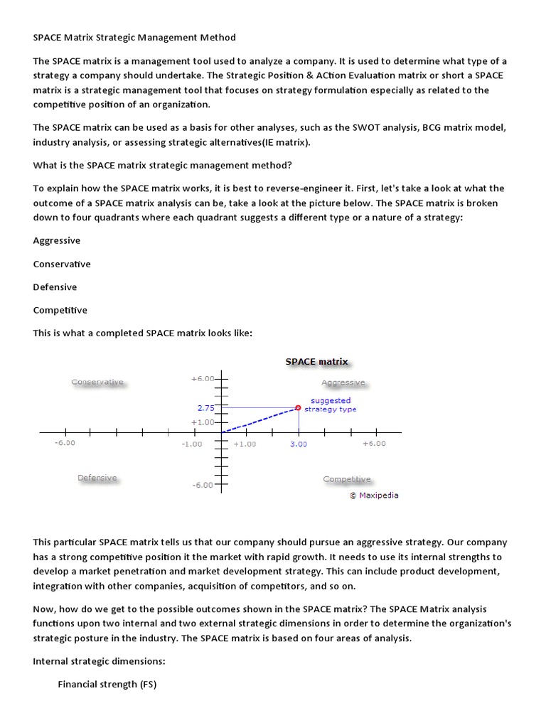 SPACE Matrix Strategic Management Method | PDF